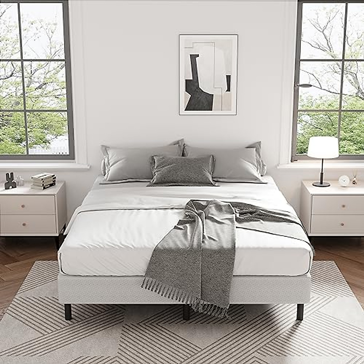 Bedsnus California King Size Bed Frame, 9 Inch Metal Basics Bed Frame,High Profile Base for Box Spring, 9-Leg Support, Noise-Free, Easy Assembly, Black