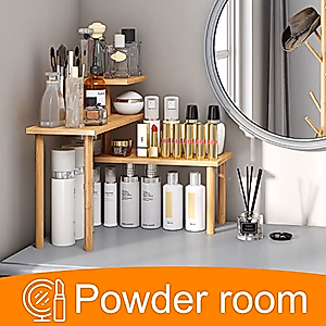 GHWIE Kitchen Countertop Organizer Corner Shelf - Bamboo 3 Tier Space Saving Rack for Kitchen,Living Room, Office,Bookshelf Display Shelves Space