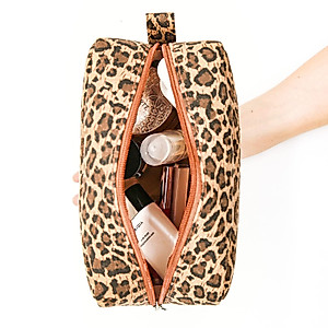 JIU HONG CHAO Leopard Cosmetic Bags Big Cheetah Print Makeup Bag Lightweight Canvas Travel Toiletry Purses Accessories Organizer Pouch Gifts for Women