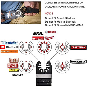 AIRIC 50pcs Oscillating Tool Blades for Wood Plastic Soft Metal Multi Tool Blades Quick Release Saw Blades, Compatible with DeWalt Demel Rockwell Black&Decker, etc Brands' Tools