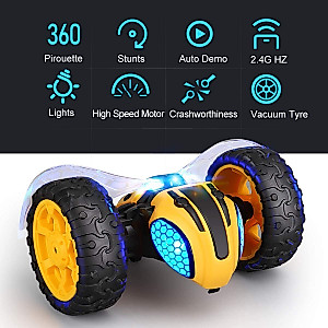 Mostop RC Stunt Car Remote Control Car for Kids, 1/14 Scale 2.4 Ghz Rechargeable Off Road Bumble Tumble Bee Truck Rock Crawler Vehicle Toy with Music and Light.
