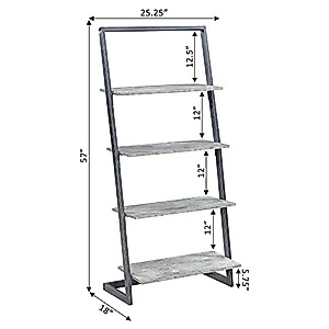 Convenience Concepts Graystone 4 Tier Ladder Bookcase / shelf, Faux Birch / Slate Gray Frame