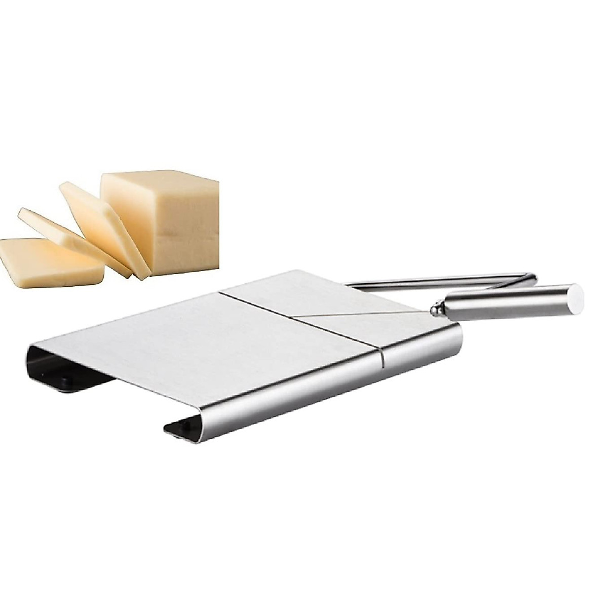 Dependable Industries inc. Essentials Stainless Steel Cheese Slicer Board Multifunctional Butter Cutter Meats Loaf Bread with 5 Replacement Wires for Kitchen