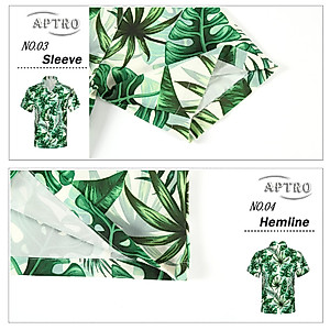 APTRO Men's Hawaiian Shirt Relaxed Fit Casual Short Sleeve Shirts HWS032 L