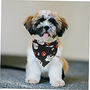 BCOATH 2 Pcs Pet Bib Cosplay Accessories Ghost Towel Pumpkin Cat Scarf Kitten Triangle Bibs Triangle Dog Necktie Dog Kerchief Washable Neckerchief Dog Bandanas Collar Polyester Bibs