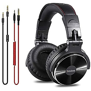 Boytone BT-10BK Wired Over Ear Headphones Hi-Res Studio Monitor & Mixing DJ Stereo Headsets with 50mm Drivers and 1/4 to 3.5mm Audio Jack, Foldable for Computer Recording Phone Guitar Laptop – Black
