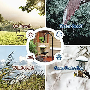 JIER Outdoor Shepherds Hook with 5 Prongs Base,65 Inch Sturdy Hummingbird Feeder Stand, Adjustable Heavy Duty Garden Hanger Hook for Hanging Flower Basket, Solar Light, and Wedding Decor