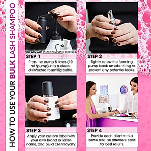 Professional Lash Shampoo for Eyelash Extensions Bulk 3.98L - 1.05 Gallon with 50 Aftercare Cards - Premium Made in America Eyelid Foaming Cleanser - Salon Lash and Brow Wash - Passion Fruit Scent