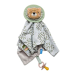 Taf Toys Soft Security Blanket with Pacifier Holder & Mane Teether Baby Lovey Unisex Lovie Baby Gifts for Newborn Boys and Girls Snuggle Toy Baby Lion Stuffed Animal for Ages 0-24 Months