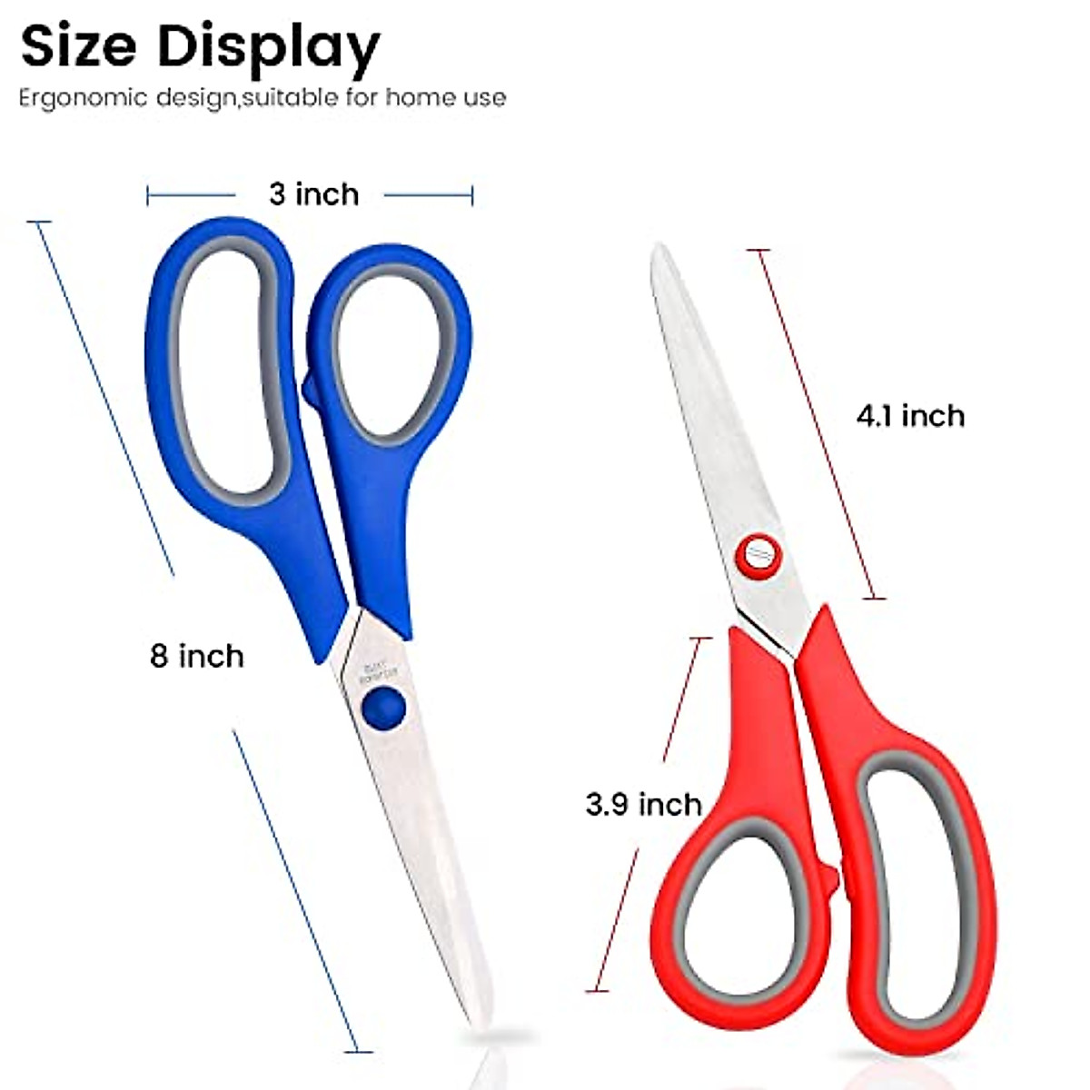 Scissors, BURVAGY 8" Scissors,Ultra Sharp Multipurpose Blade Shears,Comfort-Grip Handles, Sturdy Sharp Scissors for Office Home School Sewing Fabric DIY Craft Supplies,10-Pack
