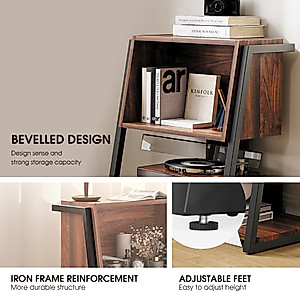 Fenge Bookshelf, 4 Tier Industrial Bookcase, Ladder Book Shelf with Storage Organizer, Small Bookshelves and bookcases for Office, Bedroom, Living Room