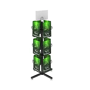 11702 FixtureDisplays 14 X 14 X 30" 12 Vertical Pockets Spinning Greeting/Post Card Rack 11702 Black 11702-NPF