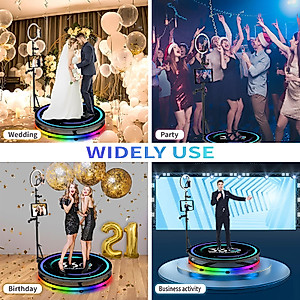 Foncusun 360 Photo Booth Machine for Parties with RGB Ring Light, Remote Control, Customizable Logo, 360 Slow Motion Photo Video Booth Machine for 1-3 People Stand 26.8inch PRO 68cm with Flight Case