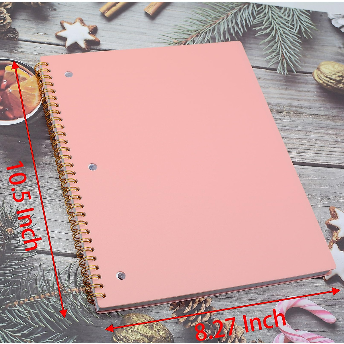 YIKANGHENG Tearable Loose-leaf Spiral Notebook, 2 Pcs 2 Color 3 Punch Design 10.5 Inch x 8.27 Inch Hard Plastic Cover 80 Sheets (160 Pages) 80 GSM for Study and Office Supplies (Blue and Pink)