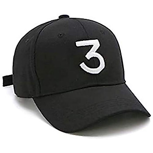 UTOWO Number 3 Baseball-Cap White 3 Embroidered Dad Hat Black Hip-Hop Rapper Cap Adjustable