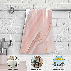 Marble Towels Set of 2 Rose Gold Pink Gray Decorative Hand Bath Towel Super Soft for Bathroom Kitchen Accessories Hotel Gym Spa Valentines Mothers Day Wedding Gifts