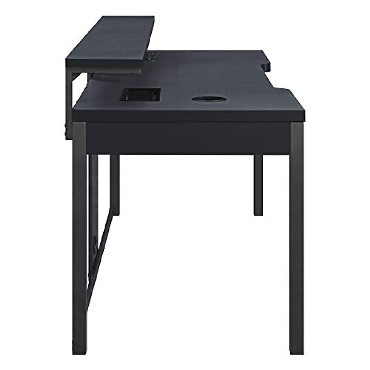 OSP HOME FURNISHINGS Furniture Adaptor 63 Inch Gaming Desk with RGB LED Lights and Smart Power Hub, Matte Black.