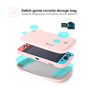 Smatree Hard Shell Carry Case for Nintendo Switch with 10 Game Cartridges, Protective storage Case for Travel（Pink）