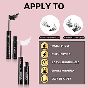 Higu clace Clusters Lashes 140PCS, DIY Eyelash Extensions 3D Fluffy Mixed 10-16mm Lash Bond and Seal, Bond and Seal Lash Glue for All Day Wear Cluster Lash Glue Eyelash Bond and Seal
