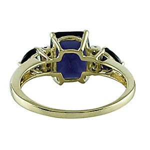 Carillon Iolite Cushion Shape 1.72 Carat Natural Earth Mined Gemstone 925 Sterling Silver Ring Unique Jewelry (Yellow Gold Plated) for Women & Men