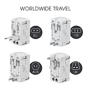 Conair Universal Travel Adapter, European Travel Plug Adapter with Surge Protection, All-in-One Worldwide Travel Adapter