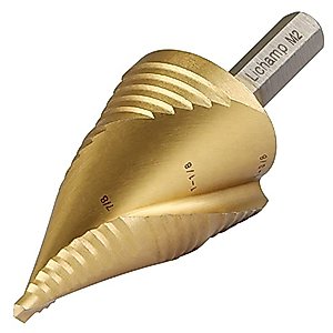 Lichamp Unibit Step Drill Bit for Metal, Genuine HSS M2 Drill Stepper Bit for Hard Metal Heavy Duty, 19 Sizes from 3/16" to 1-3/8", Spiral Grooved with Hex Drive, C2GD