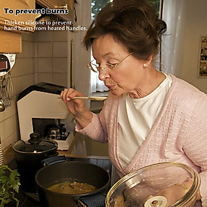 Silicone Assist Handle Holder, Hot Skillet Handle Covers Pot Grip Handle Sleeve Cast Iron Skillets Non-Slip Heat Resistant Pan Grip Cover for Cast Iron Woks Frying Pans Griddles Skillets (Black)