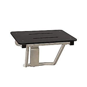 18" x 15" Black Folding Wall Mount Shower Seat Bench, ADA Compliant