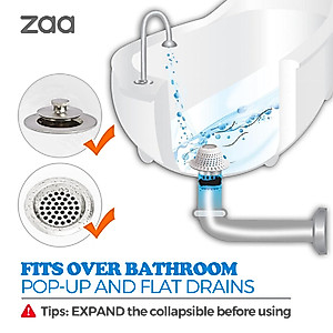 Bathtub Drain Hair Catcher, Silicone Collapsible 1 Pack Drain Protector for Pop-Up and Regular Drains of Shower, Bathtub, Tub, Bathroom, Sink, White