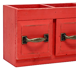 Boston Warehouse Rustic Farmhouse Flatware Caddy, 3 Section, Wood with Drawer Pulls