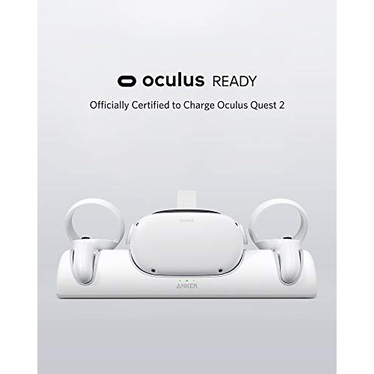 Anker Charging Dock for Oculus Quest 2, Oculus Certified Charging Station Stand Set, Headset Display Holder and Controller Mount Station with 2 Rechargeable Batteries, USB-C Charger and Cable
