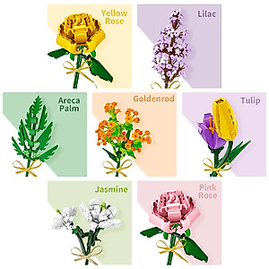 PREBOX Flower Bouquet Building Toy Sets for Girls and Adults - Best Birthday Gifts for Girl, Her, 6-8 10-12 14+ Year Old, Flowers Craft Build Blocks Kit 832 pcs