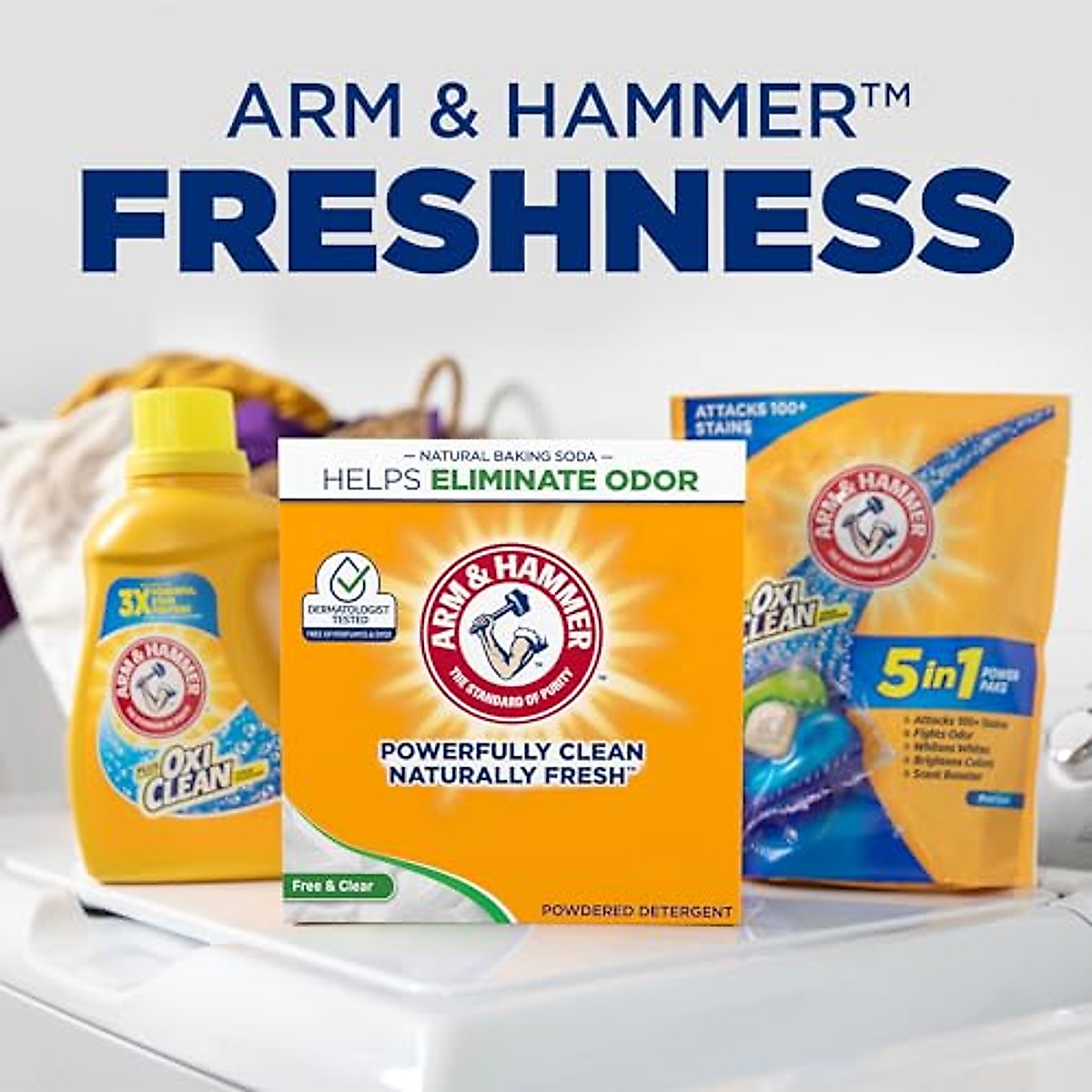 Arm & Hammer Laundry Detergent, Free of Perfume & Dyes, Powder, 100 Loads, 6.16 lb