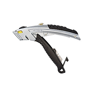 Stanley 10788 Curved Quick-Change Utility Knife, Stainless Steel Retractable Blade, 3 Blades