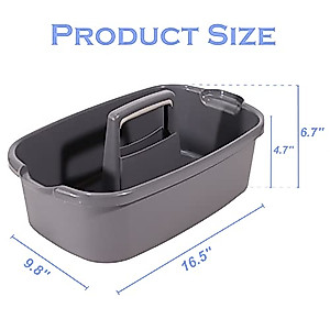 Hioffice Cleaning Caddy Large Plastic Storage Basket Shower Caddy Tote Organizer Basket with Handle, caddy for Cleaning Products, Bathroom, Kitchen, Garden, Garage, Tool, Cleaning Supplies, Gray