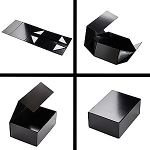 6 Pack Magnetic Gift Boxes with Lids, 9.5 x 7 x 4 Inches for Birthday, Wedding, Groomsman and Bridesmaid Proposal Box (Gloss Black)