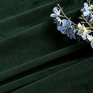 VANASEE Pompom Velvet Curtains for Bedroom Rod Pocket 52x84 inch Soft Blackout Window Curtains Room Darkening Drape Light Blocking for Living Room 2 Panels,Green