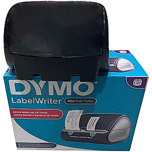 DYMO LabelWriter 450 Twin Turbo Direct Thermal Label Printer - USB Connectivity - Print up to 71 Labels Per Minute, 300 x 600 dpi, 2.20" Maximum Print Width Monochrome Barcode Label Maker