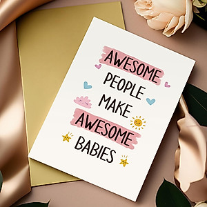 Oamiolek New Baby Card for New Mom Dad, Baby Shower Card for Expecting Parents, New Born Card for Parent To Be, Awesome People Make Awesome Babies