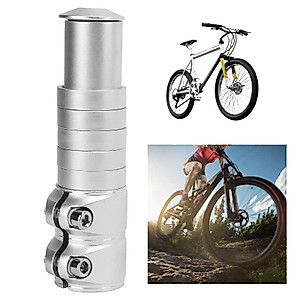 Tissting Bike Fork Stem Extender, Aluminium Alloy Front Fork Head Tube Booster Extender Stem Booster Bicycle Handlebar Riser for Mountain Road Bike(Silver)