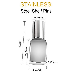FANDAMEI Metal Nickel Shelf Pins Spoon Shaped Cabinet Support Pegs Holder (200 Packs, 5mm)
