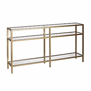 Henn&Hart 55" Wide Rectangular Console Table in Brass, Entryway Table, Accent Table for Living Room, Hallway