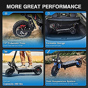 Electeic Scooter Adults 50 MPH & 50 Miles, 5600W Dual Motor Electric Scooter with Bag, 11" Off Road Tires, Dual Shocks & Dual Braks, Folding Adult Scooter Electric