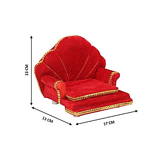 NAVRANG Wooden Laddu Gopal's Meenakari Singhasan for Mandir/God Idols/Pooja Chowki/Kanhaji Sinhasan Red Colour