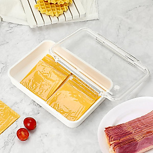 AIEVE Ham and Cheese Container for Fridge, Deli Meat Container for Fridge, Silicone Sealed Lunch Meat Storage Container for Fridge with Clear Lids, 8.86 Inches Long