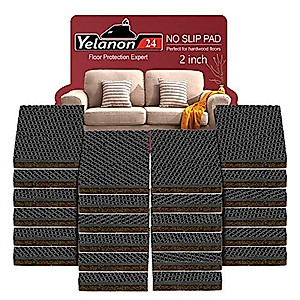 Yelanon Non Slip Furniture Pads -24 pcs 2’’ Furniture Grippers Hardwood Floors, Non Skid for Furniture Legs,Self Adhesive Rubber Feet, Anti Slide Furniture Floors Protectors for Keep Couch Stoppers