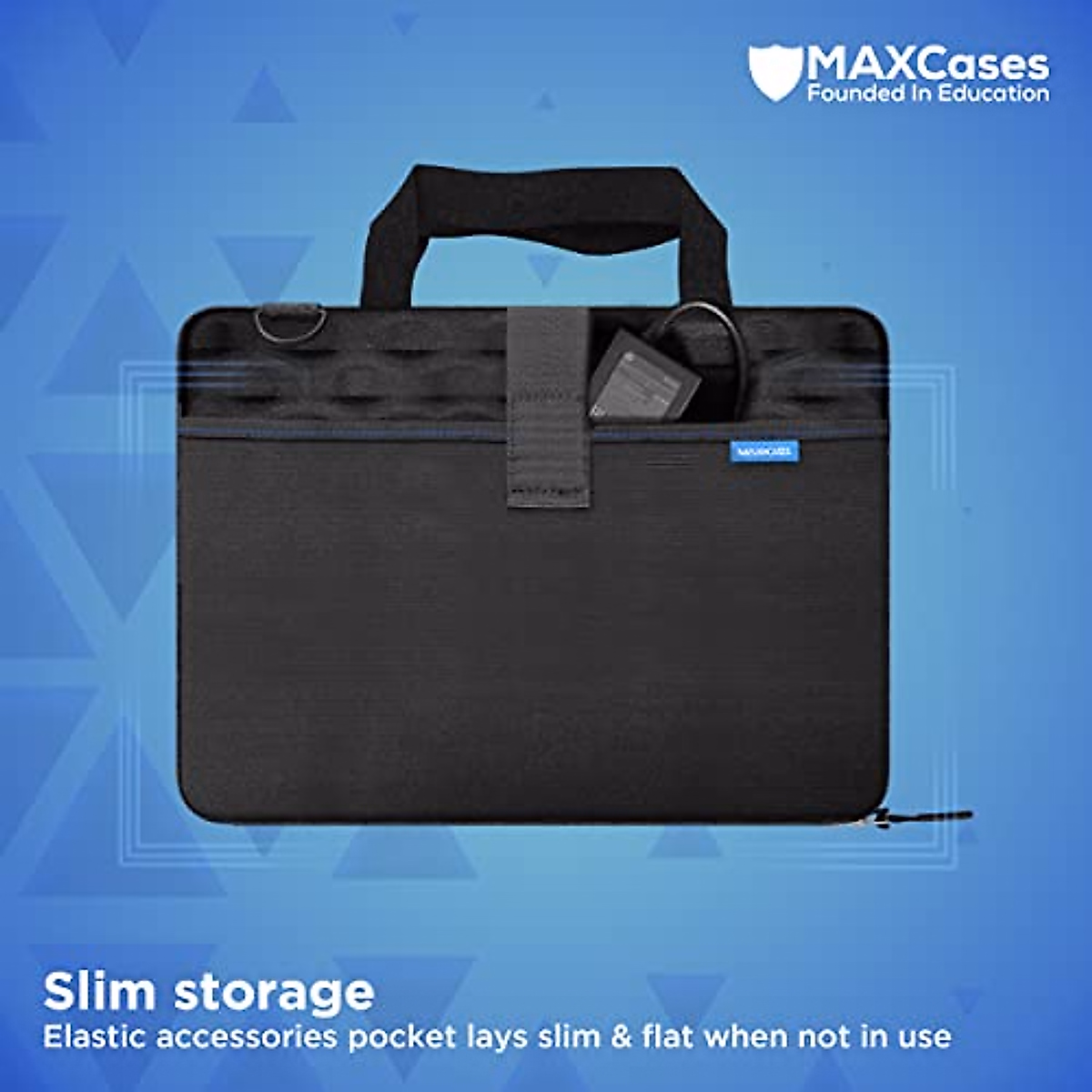 MAXCases Explorer 4 Rigid Laptop Work-In Case Shock Absorbing Ballistic Nylon Material | Slim Design, Weather-Proof Exterior w/Pocket (Black) (14 Inch)