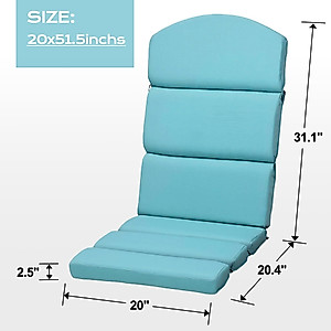 BPS Patio Chair Cushion for Adirondack, High-Back Patio Cushion 52''x20''x2.5'' Olifen Fabric Slipcover, for Indoor Outdoor Furniture, Adirondack, with Ties - Set of 2