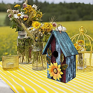 Wooden Bird Houses for Outside Hanging Garden Patio Decorative Bird Houses Outdoor Hand Painted Birdhouse for Small Bird Finch Cardinal Spring Birdhouse