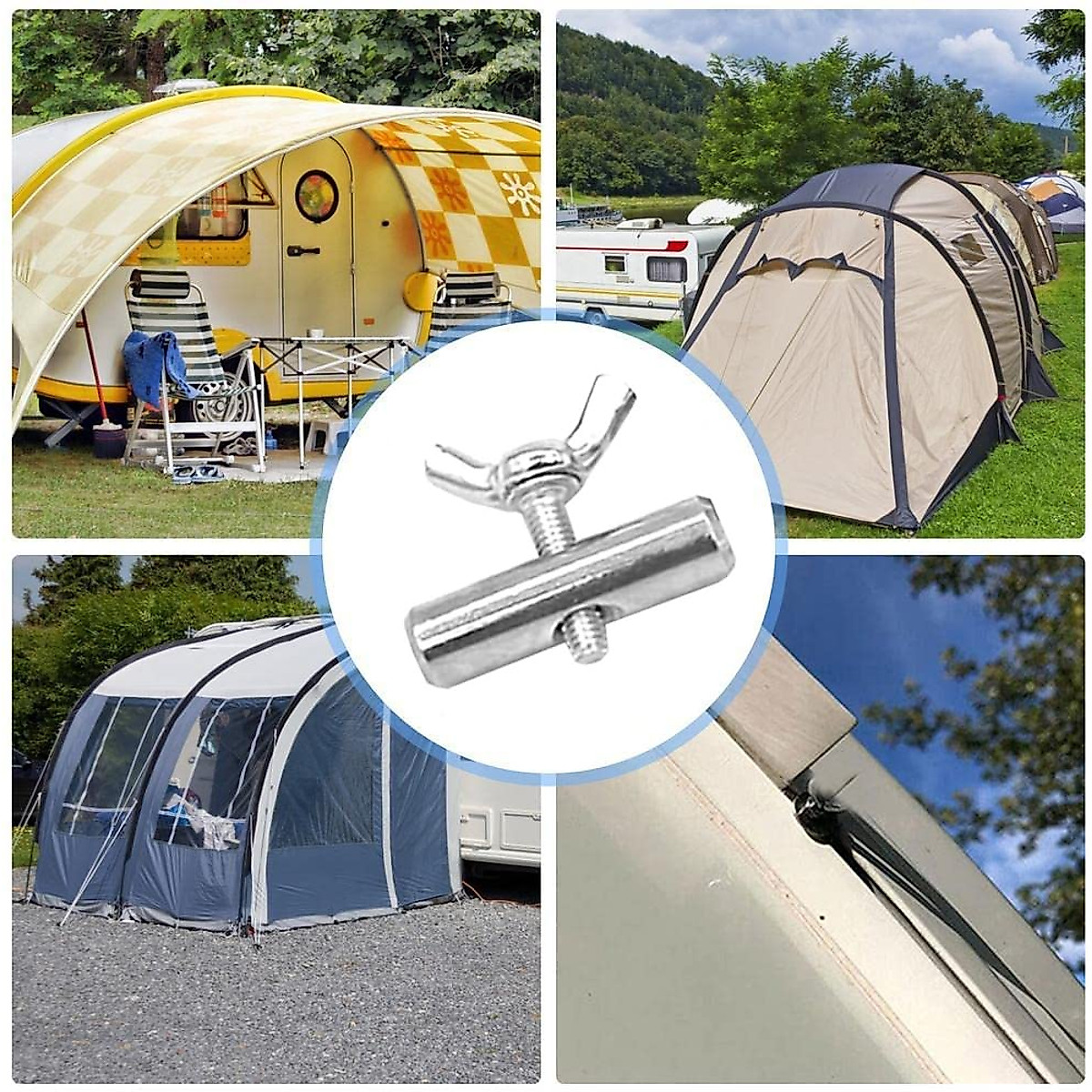 JUTTAUTO Awning Rail Stoppers, 8mm, 304 Stainless Steel - Prevents Awning Movement, Easy Install, Multipurpose for Campervan, Motorhome, Boat